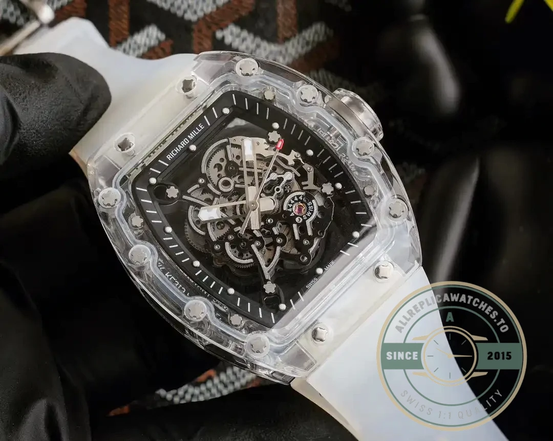 Replica Richard Mille 055 Glass Transparent Black Bezel