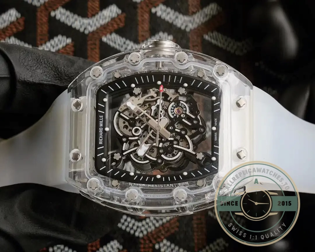 Replica Richard Mille 055 Glass Transparent Black Bezel